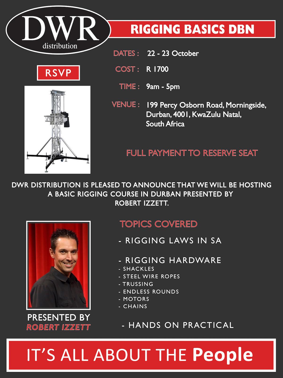 Rigging Basics Course DBN - DWR Distribution | Stage Lighting Equipment