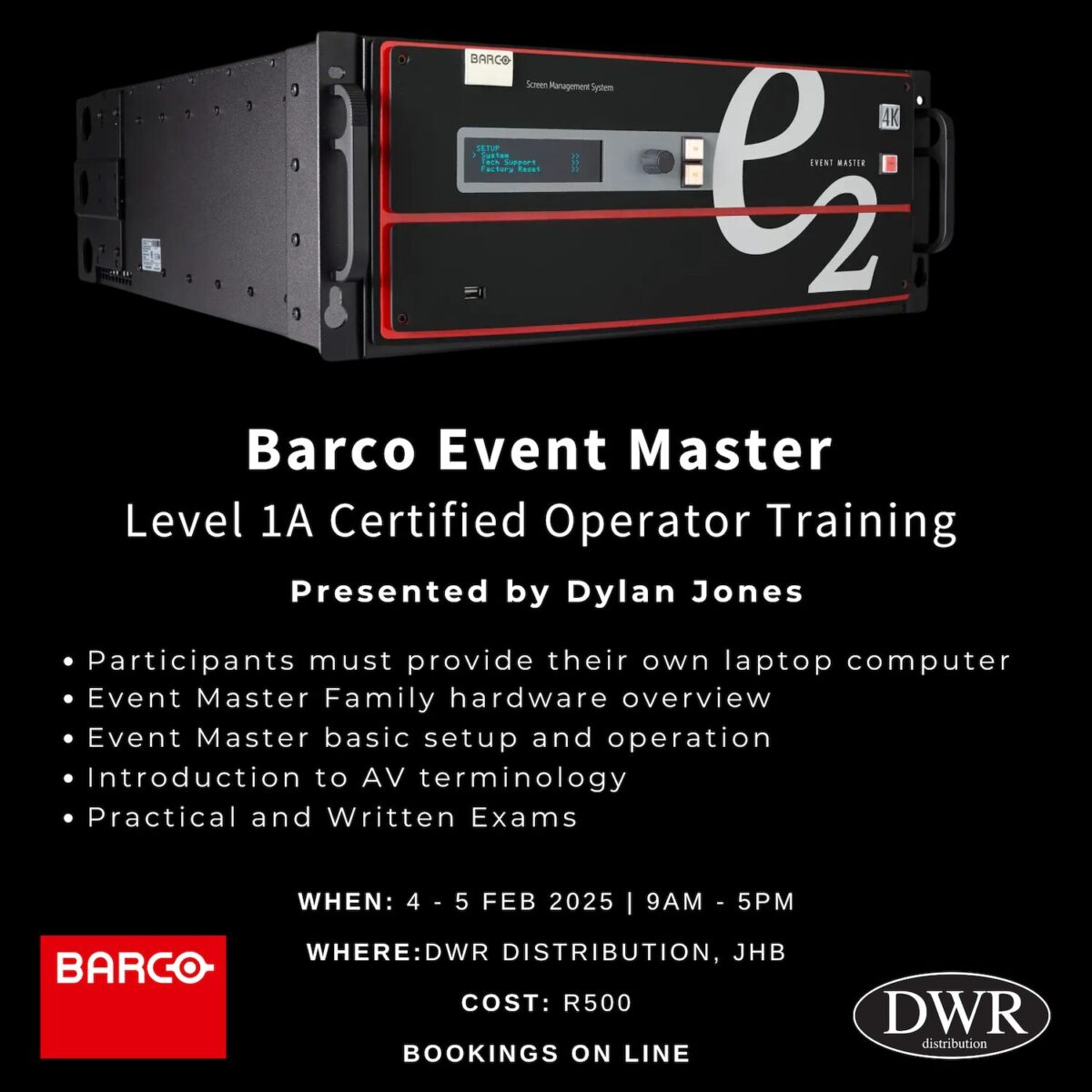Barco Event Master Level 1A Certified Operator Training